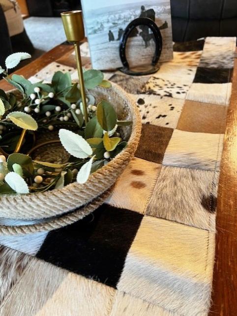 Cowhide Table Runner – CattleWoman Candles, LLC